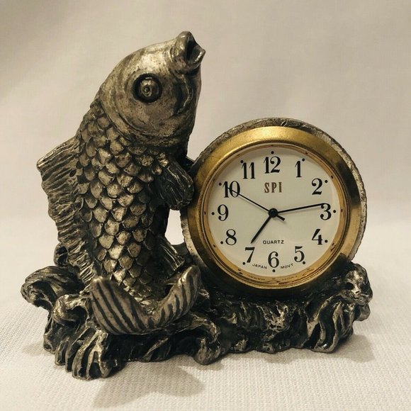 Unlisted | Accents | Vintage 994 Pewter Fish Desk Clock | Poshmark